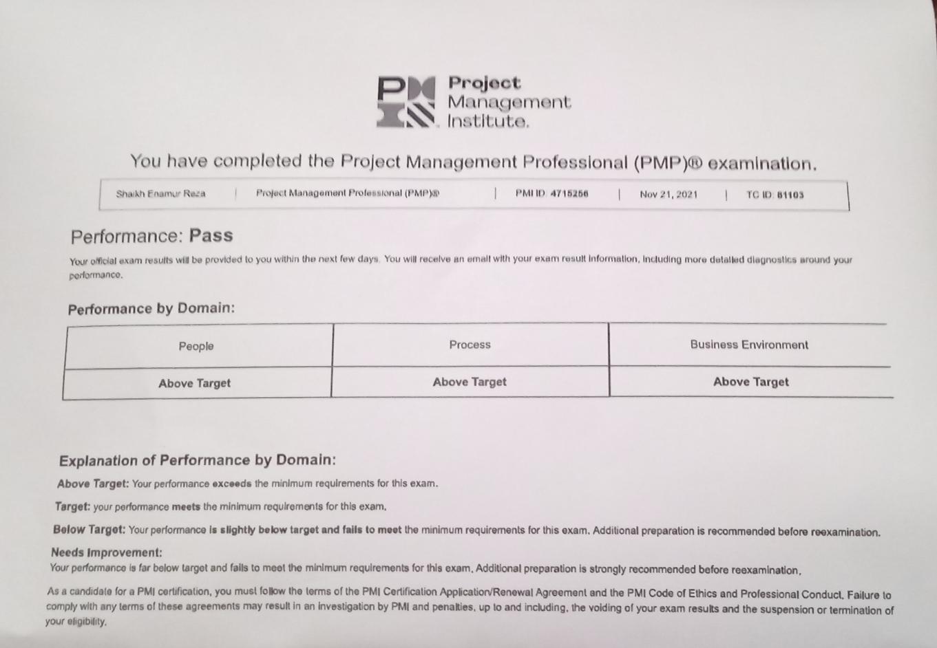 Congratulations Shaikh Enamur Reza - You Are A PMP!! - Kavita Sharma